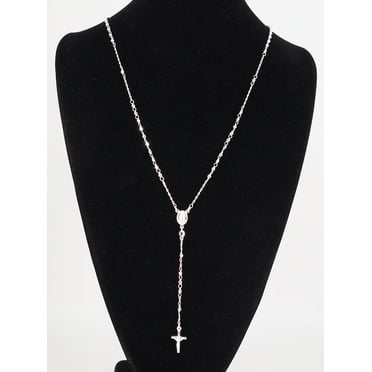 925 Sterling Silver Diamond Cut Italian 3mm Rosary Beads Chain with ...