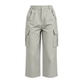 ATOYSOY High Waist Cropped Cargo Pants For Women Solid Color Buttoned ...