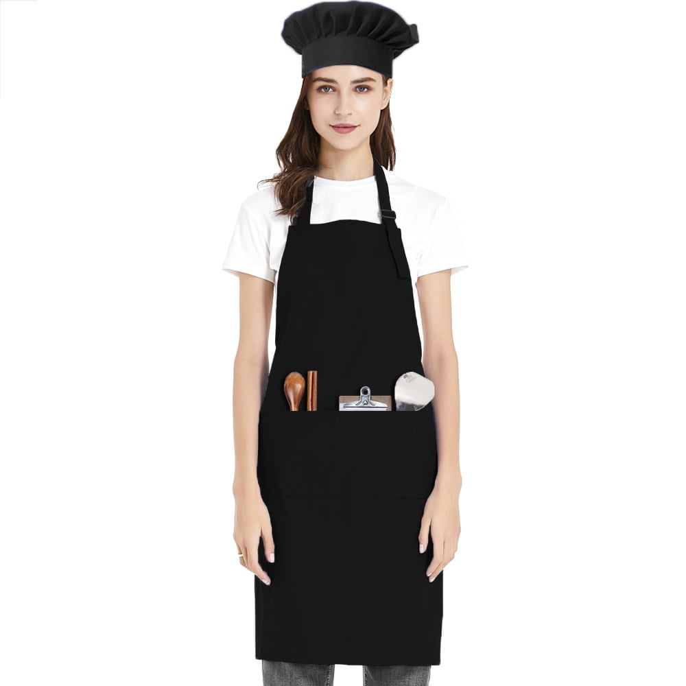 Toptie Cotton Canvas Adjustable Apron and Chef Hat Set for Men and ...