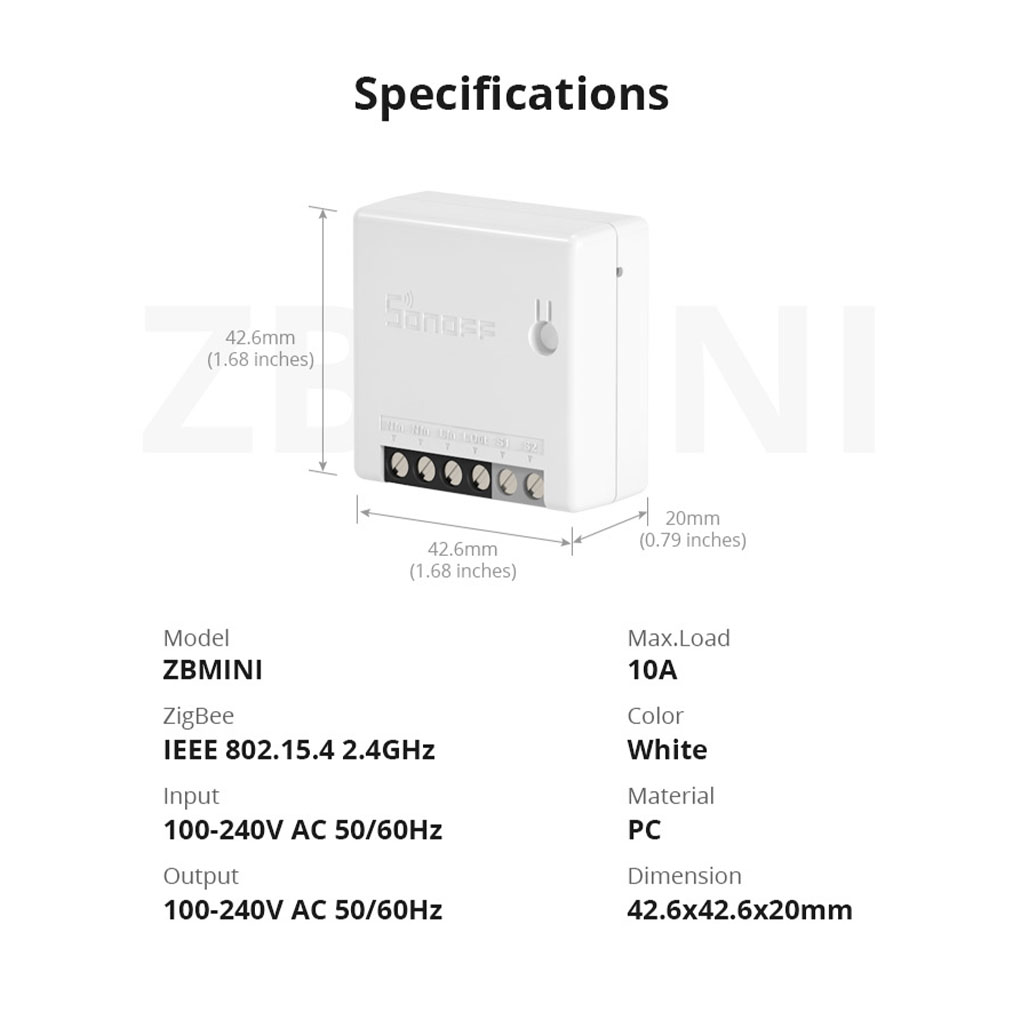 Buy Sonoff ZBMINI Zigbee Smart Switch Relay Module APP Control Two-way ...