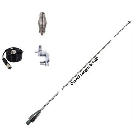 HUSTLER 102" WHIP CB Ham Antenna Stainless Steel, 9ft COAX, SPRING ...