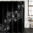 Black Shell Coastal Bathroom Shower Curtains with 12 Hooks Polyester ...