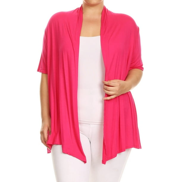 MOA Collection Women's Casual Open Front Short Sleeve Cardigan Made in ...