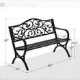 Summit Living Black Steel Durable Outdoor Garden Bench, Cast Iron Frame ...