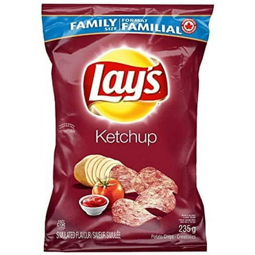 Lay's Family Size Ketchup Potato Chips, Multi Pack (4pk), 235g/8.3 oz ...