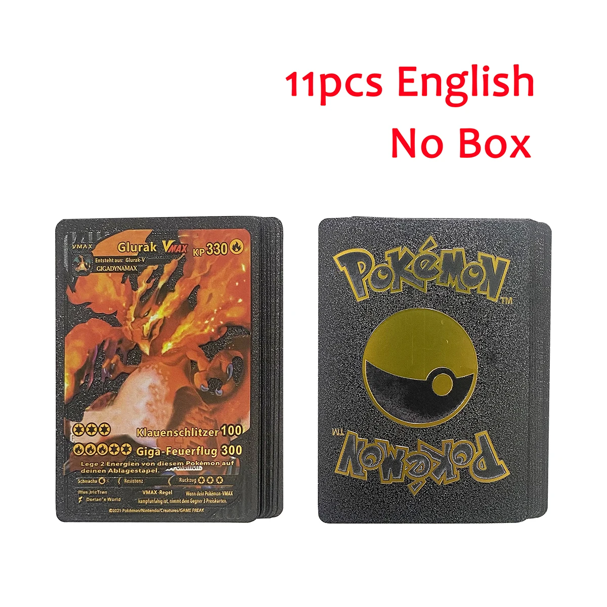 Cartas de Pokémon de 11-110 piezas, Pikachu, oro, plata, negro, Vmax ...