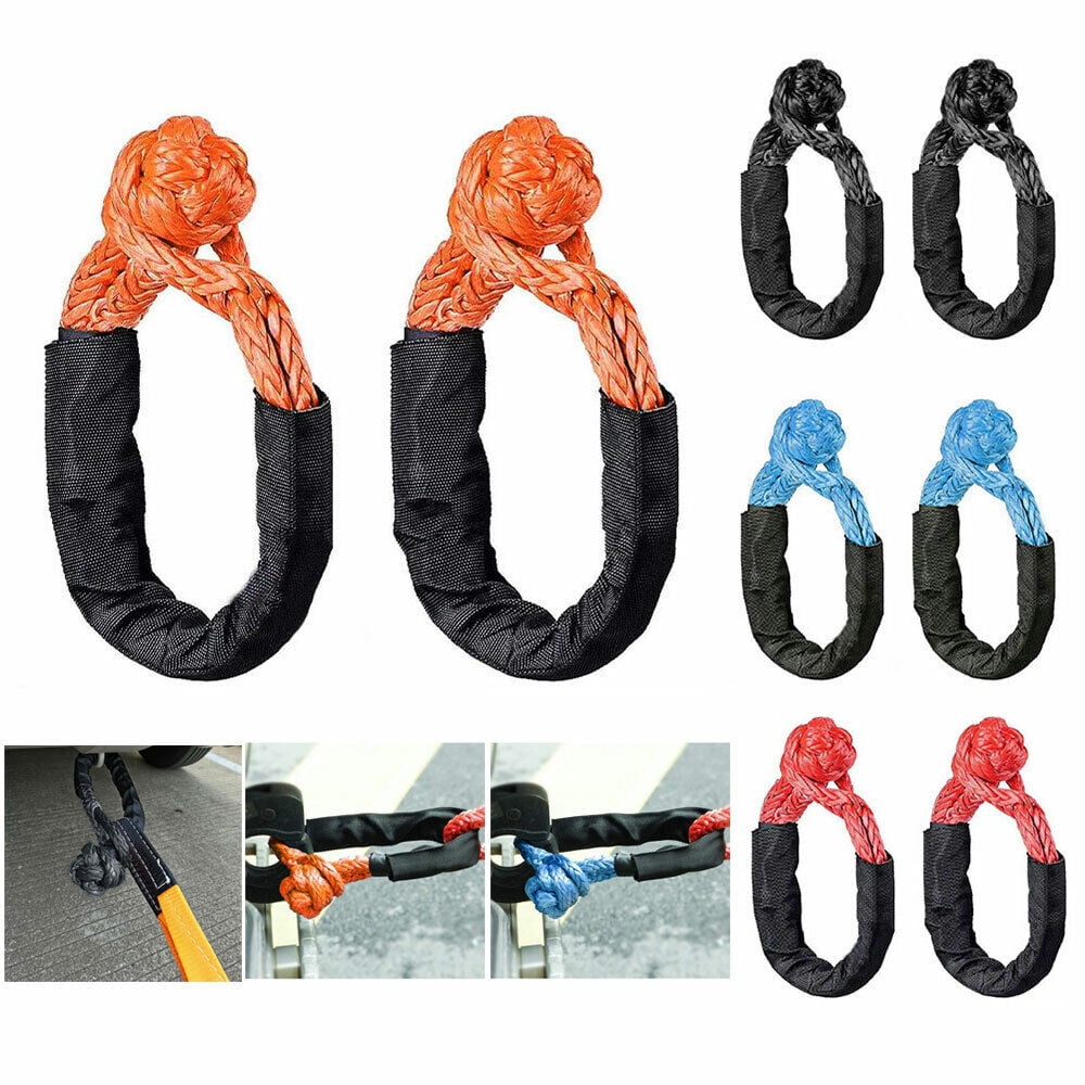 2x Soft 1/2'' x 22'' Shackle Rope Synthetic Tow Recovery Strap 38000LBS ...