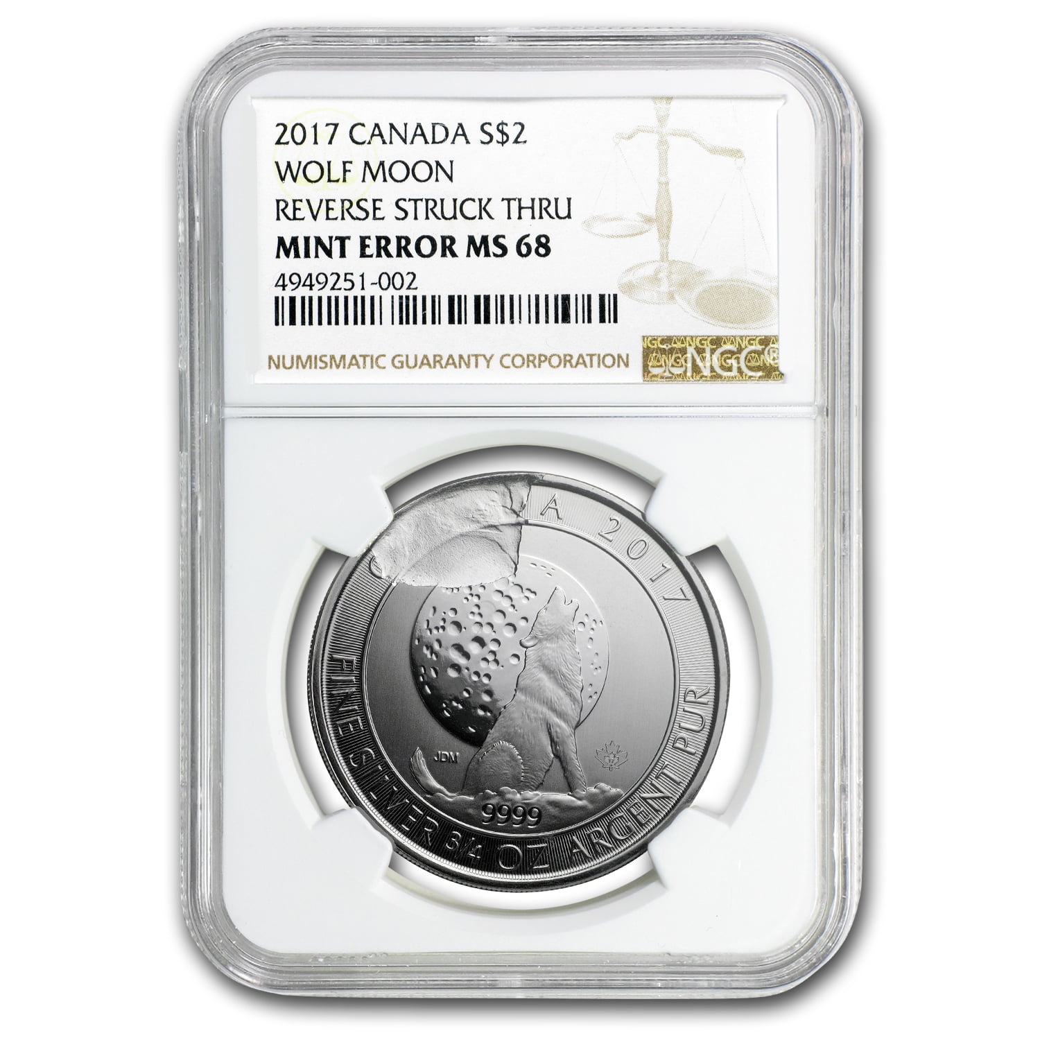 2017 Canada 3/4 oz Silver Wolf Moon MS-68 NGC (Mint Error) - Walmart.com