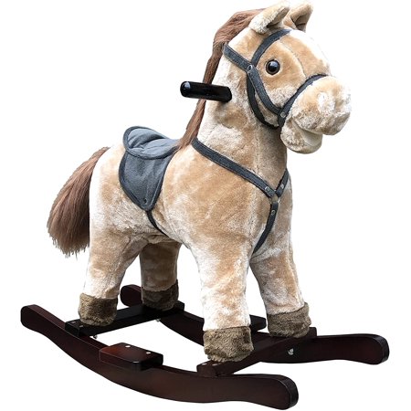 Fengsmart Rocking Horse , wooden rocking horse beige, 25.6" high plush ...