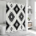 Bohemian Black Bathroom Shower Curtains with Hooks, Gray Aztec Ethnic ...