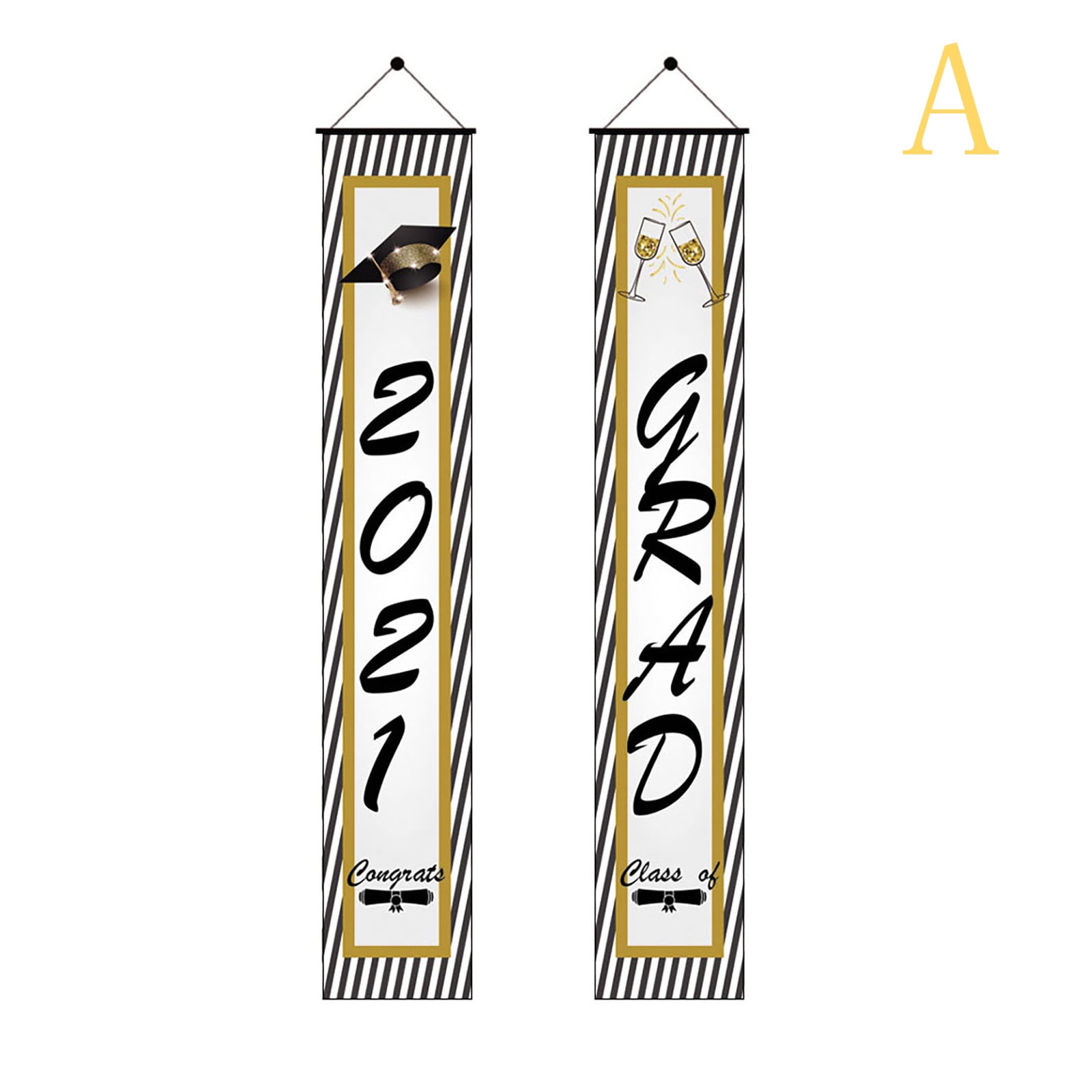 YZHM 2021 Graduation Banners Hanging Flags Porch Sign Graduation Party ...