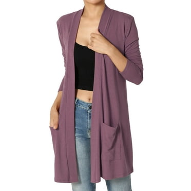 TheMogan Women's Open Front Cardigan with Pockets Casual 3/4 Sleeve ...