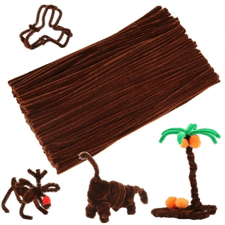 200 Pieces Brown Pipe Cleaners Craft Chenille Stems for Kids DIY Art ...