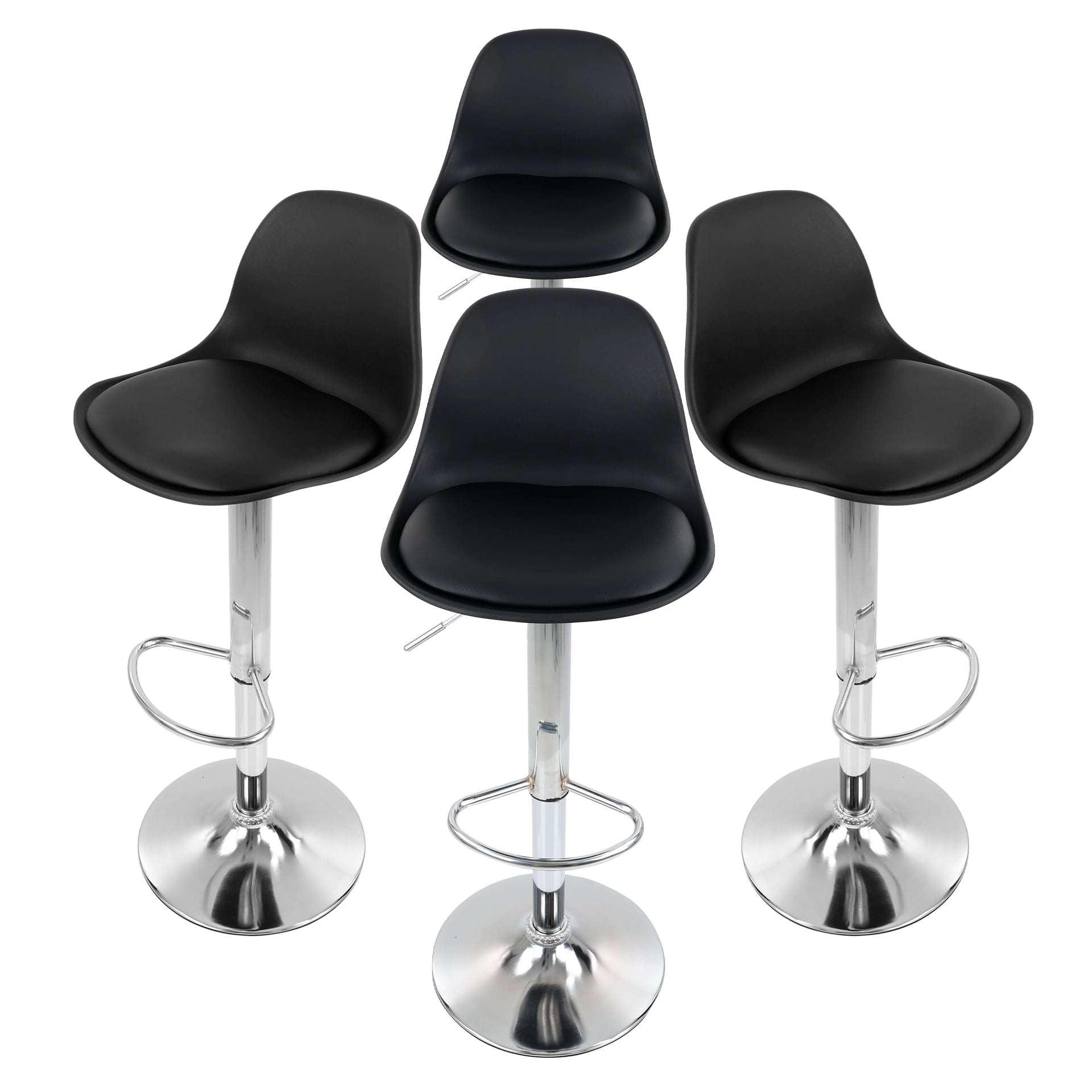 Juego de 4 Sillas De Bar Mirel Giratorias Con Respaldo y reposapiés ...