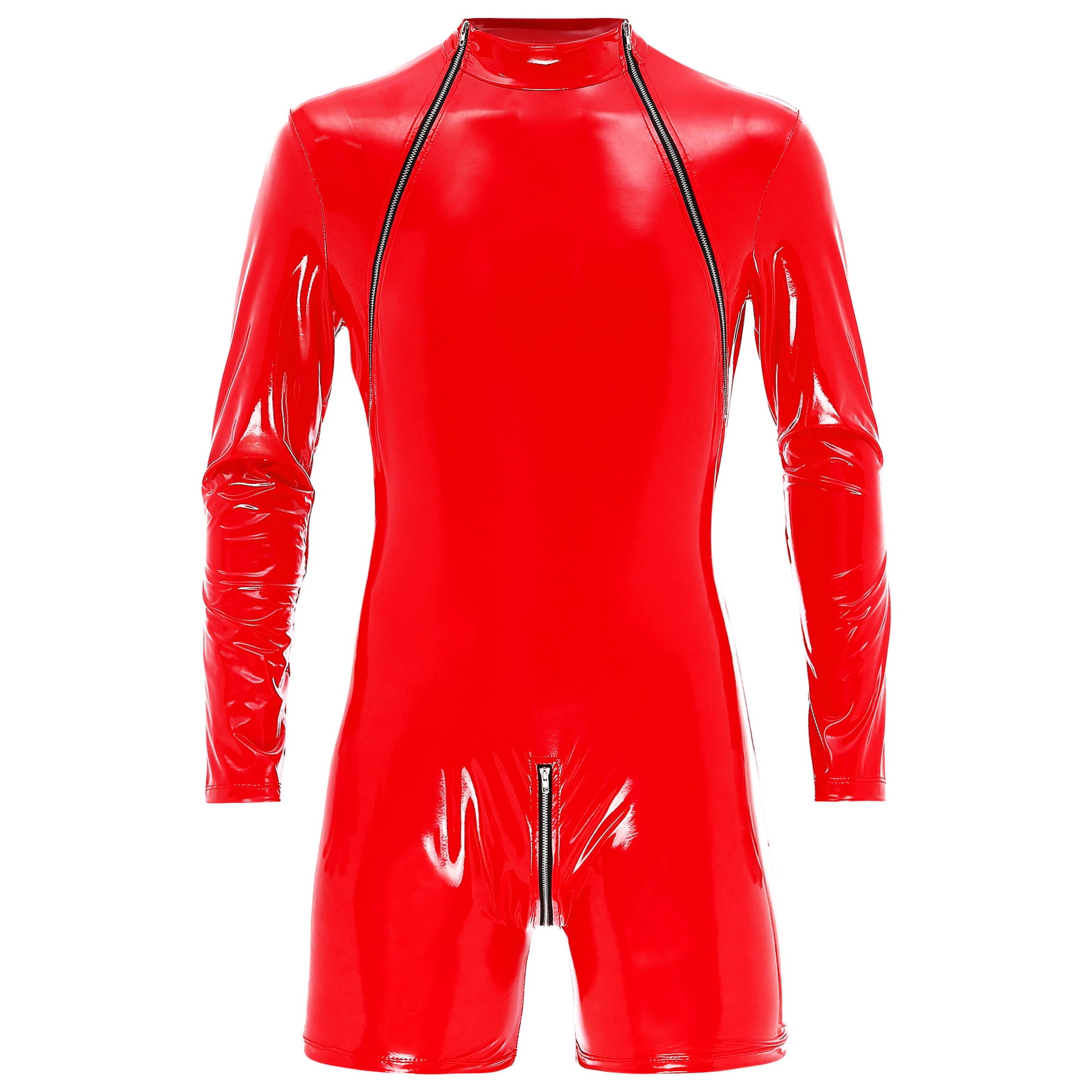 Click here for Moggemol Men Bodysuit Wet Look Leather One Piece S... prices