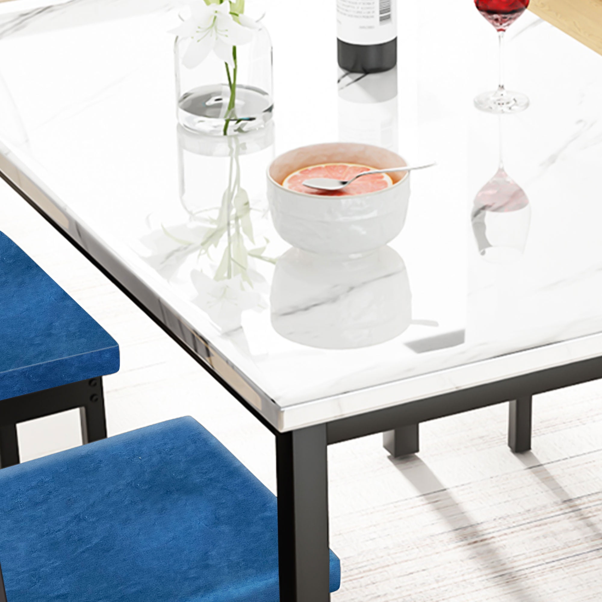 Buy uhomepro 5 Pieces Dining Table Set, Elegant Marble Top Kitchen ...