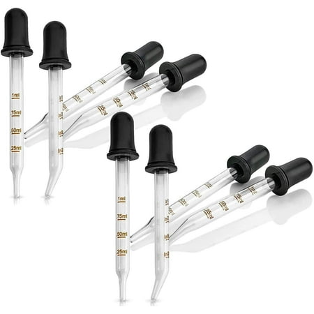 Eye Dropper - 8-Pack, Bent & Straight Tip Calibrated Glass Medicine ...