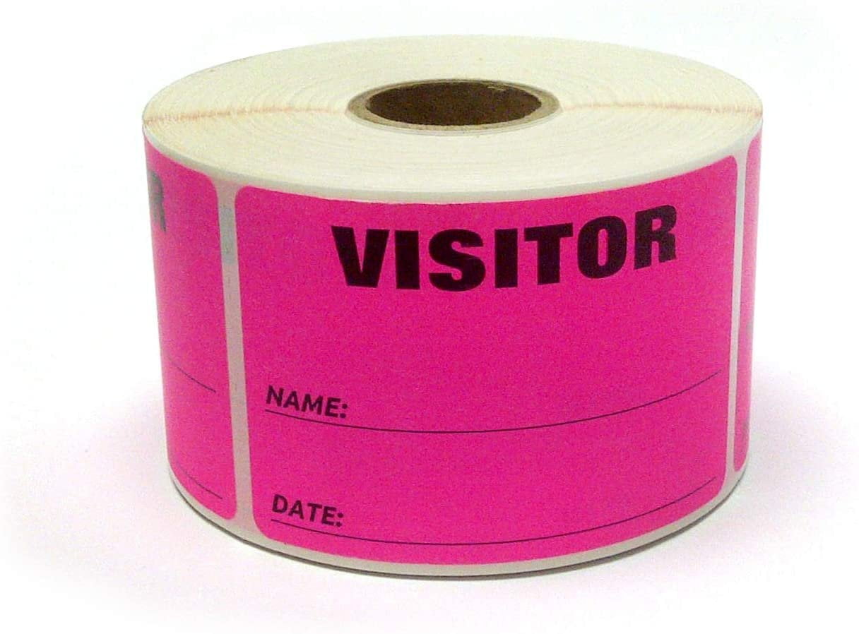 3 x 2 Fluorescent Color Visitor Labels Pass, 500 Per Roll Pink ...