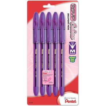 Pentel R.S.V.P. Ballpoint Pen, Medium Line, Violet Ink, 5 Pack ...