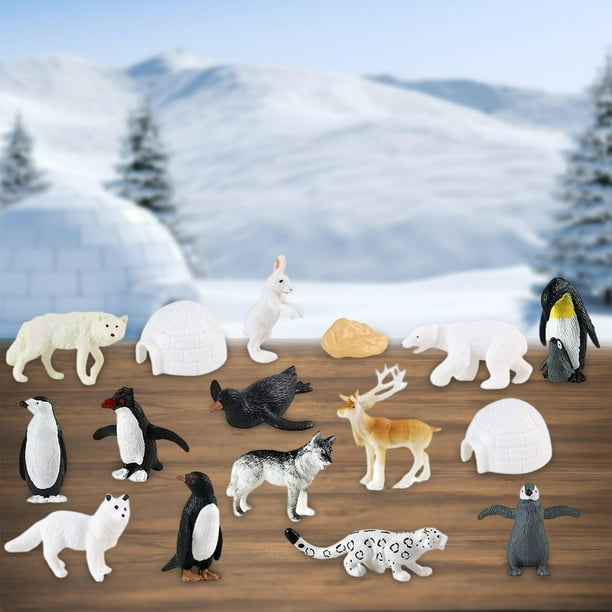 16 Pieces Realistic Arctic Animals Statues Miniature for Kids Toy ...
