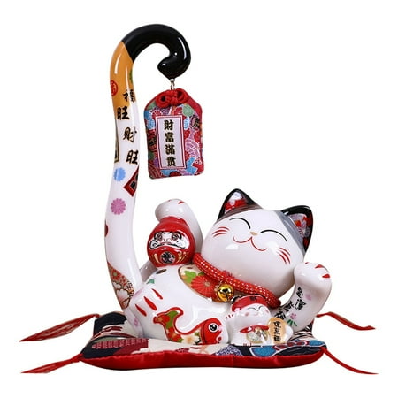 8.6 Inch Ceramic Maneki Neko Lucky Cat Money Box Coin Bank Japanese ...
