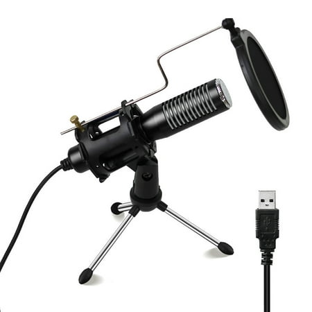 Mini USB Wired Condenser Microphone Mic with Mini Tripod Stand Shock ...