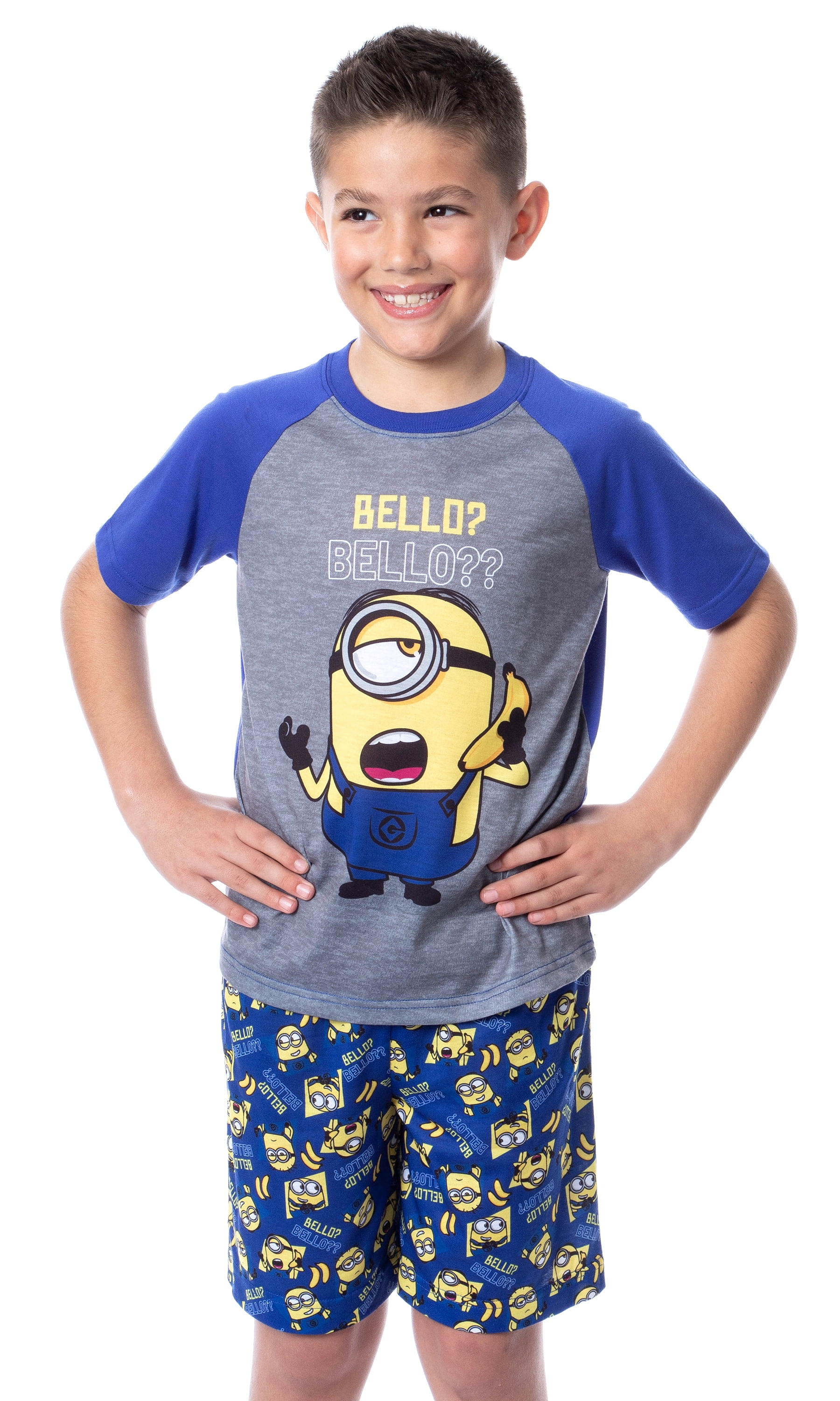 Despicable Me Boys' Minions Bello? Raglan Sleep Pajama Set Shorts Shirt ...