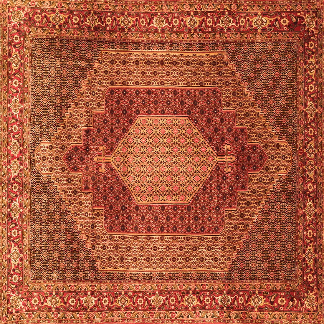 Ahgly Company Indoor Square Persian Orange Traditional Area Rugs, 8 ...