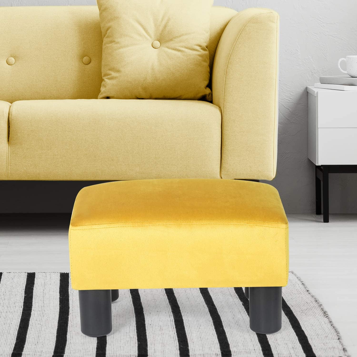 Homebeez Soft Fabric Ottoman Foot Rest Stool Small Square Padded Seat ...