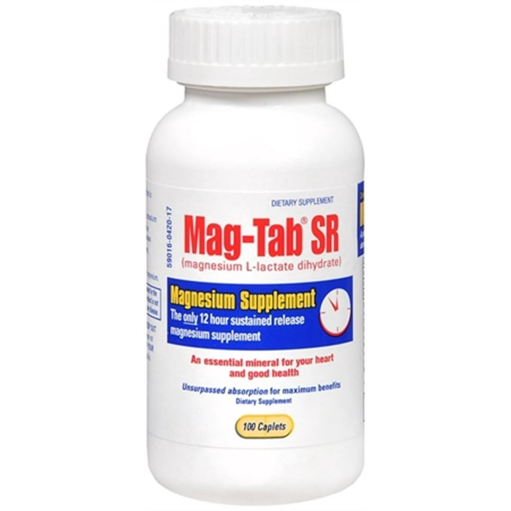 Mag Tab SR Magnesium Supplement 100 Caplets Each - Walmart.com ...