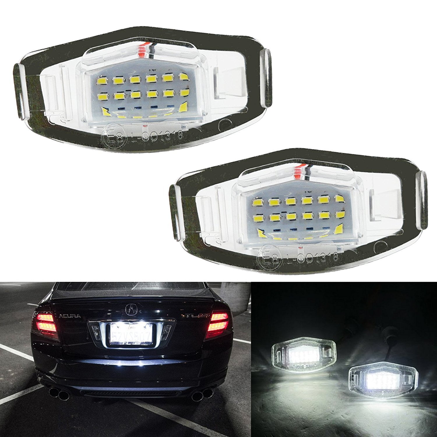 Xotic Tech 1 Set Direct Fit White LED License Plate Light Lamps For ...