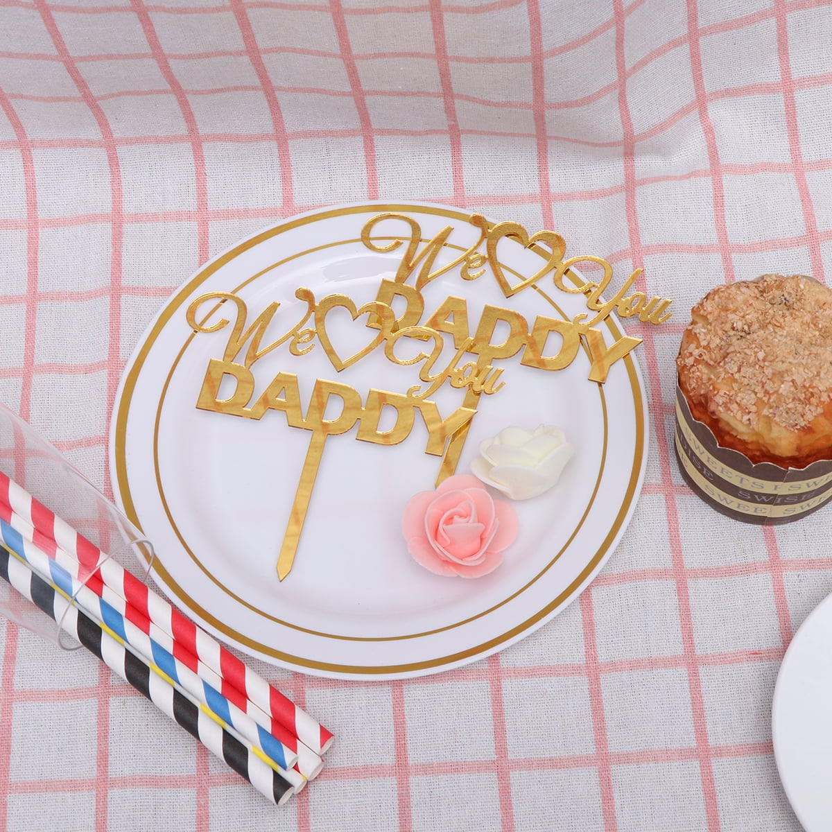 We Love Daddy Acrylic Cake Topper Creative Cupcake Picks Decoration ...