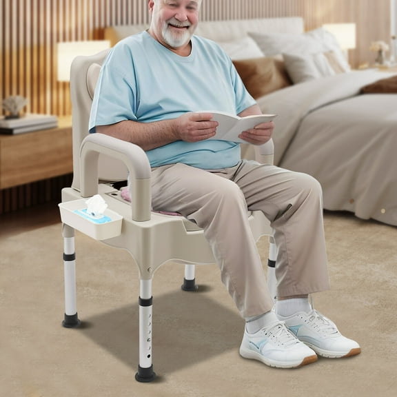 Equate Steel Foldable 3-in-1 Bedside Toilet Commode, 400 lb Weight ...