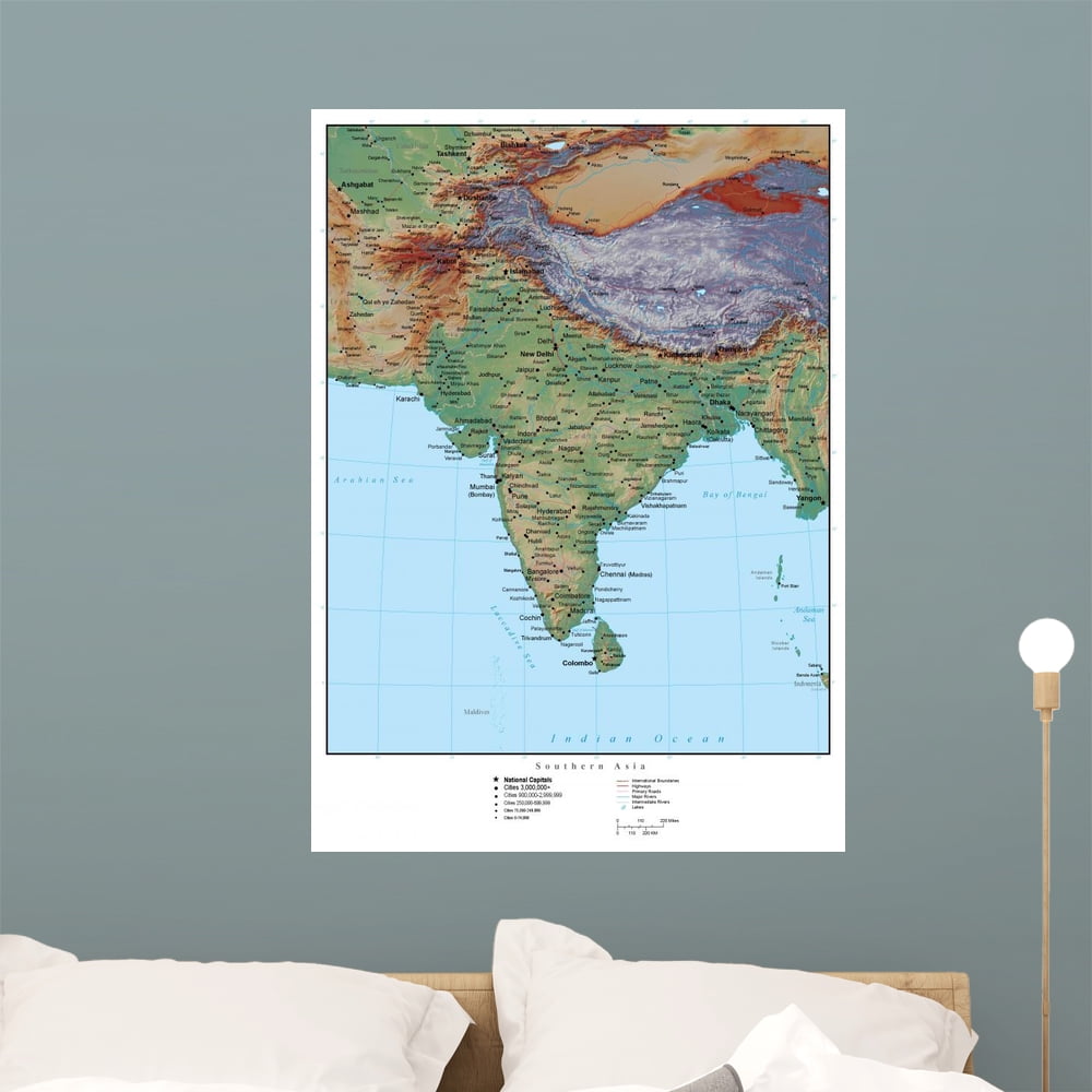 Map India Wall Mural Decal Sticker, Wallmonkeys Peel & Stick Vinyl ...