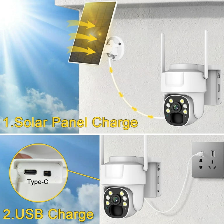 Security Camera TOPVISION Solar - 3/4G LTE, 360u00b0 PTZ, 2K Night ...