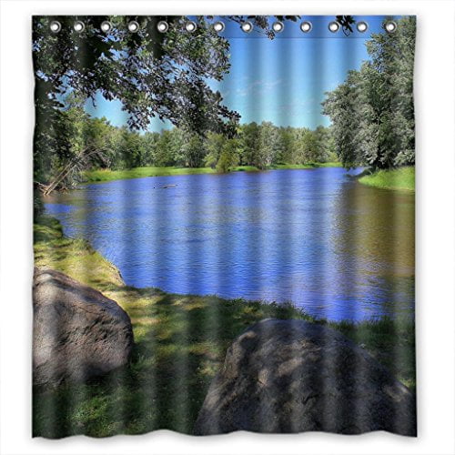 Click here for Yusdecor Lucid Stream Design Shower Curtain Polyes... prices