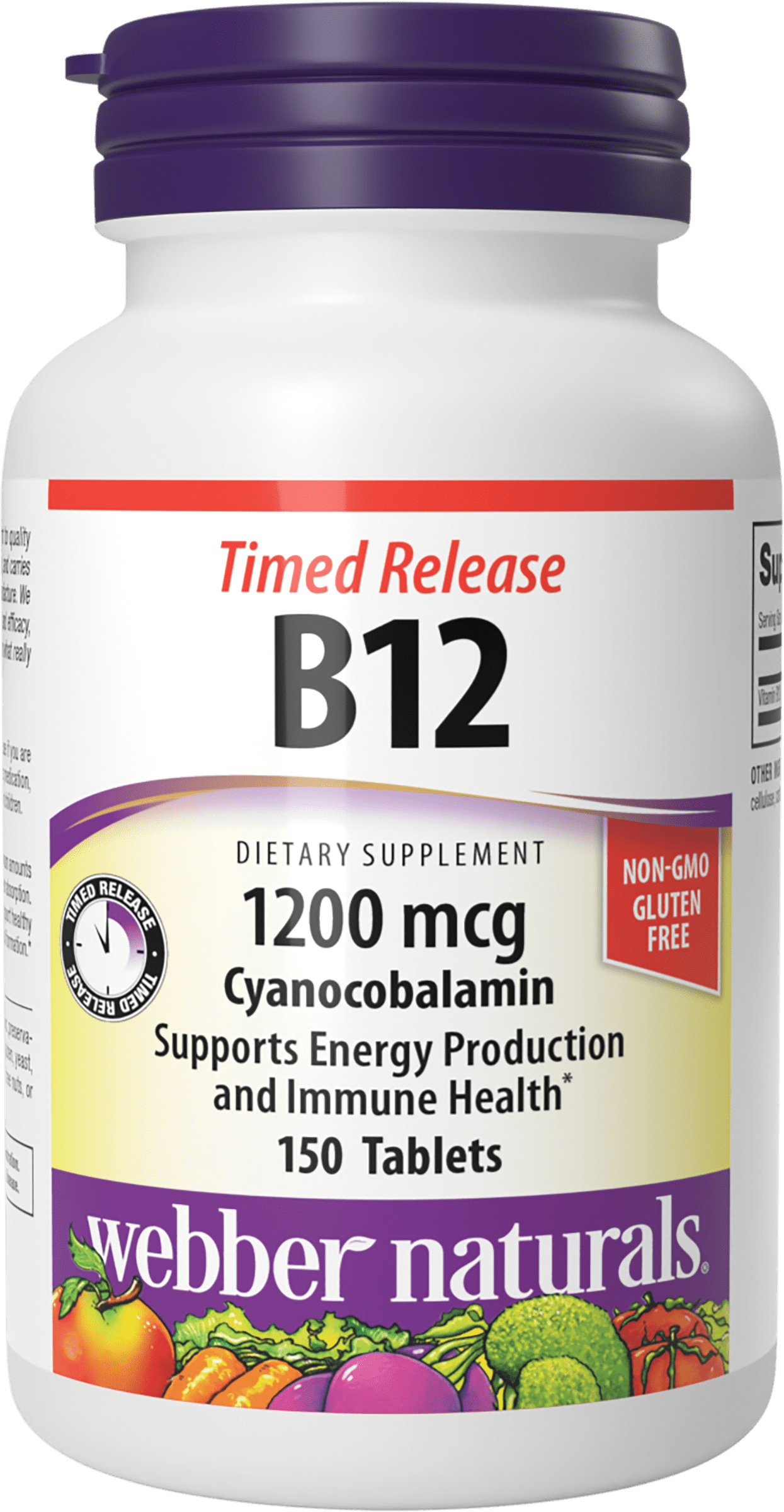 Webber Naturals Vitamin B12 1,200 mcg, 150 Tablets, Supports Energy Production and Metabolism ...