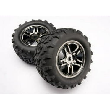 Traxxas 3771X Tires & Wheels 2.8 RXT Black & Satin Wheels, Ribbed Tires ...