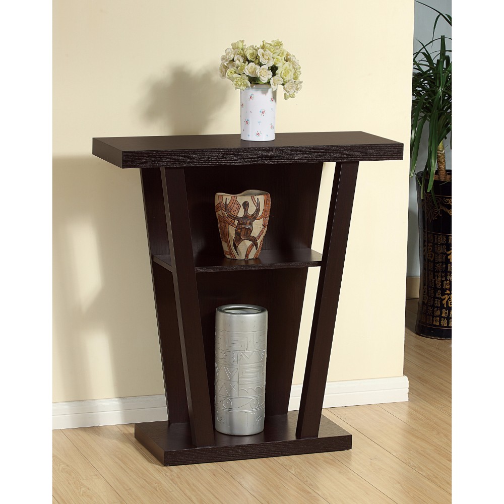 Contemporary Console Table With Two Shelves, Brown - Walmart.com