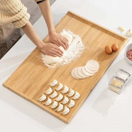Pastry Board for Rolling Dough Large Wood, Cutting Board with Lip and ...