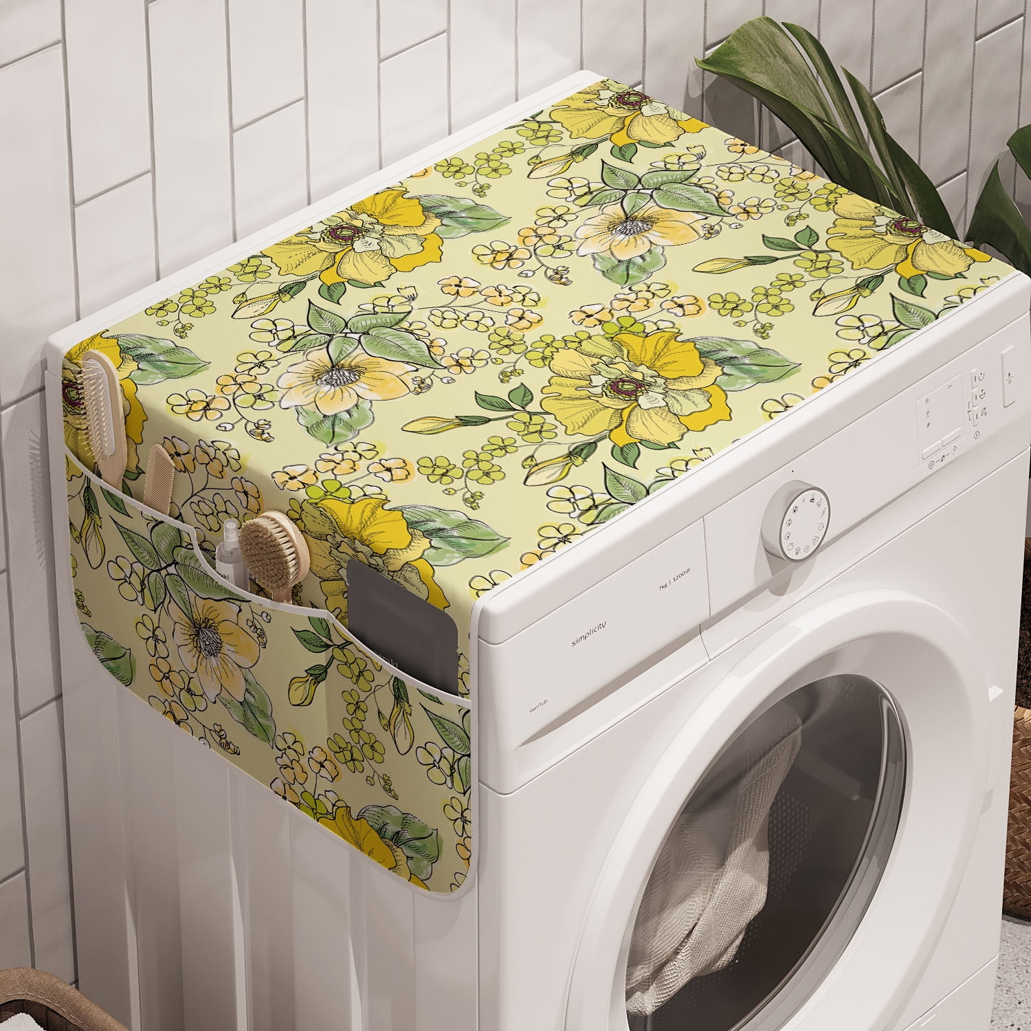 Floral Washing Machine Organizer, Watercolor Style Illustration of ...