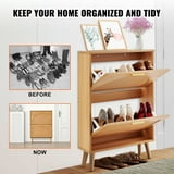SKYSHALO Footwear Cabinet: Dual Flip Compartments, Entryway Shoe ...