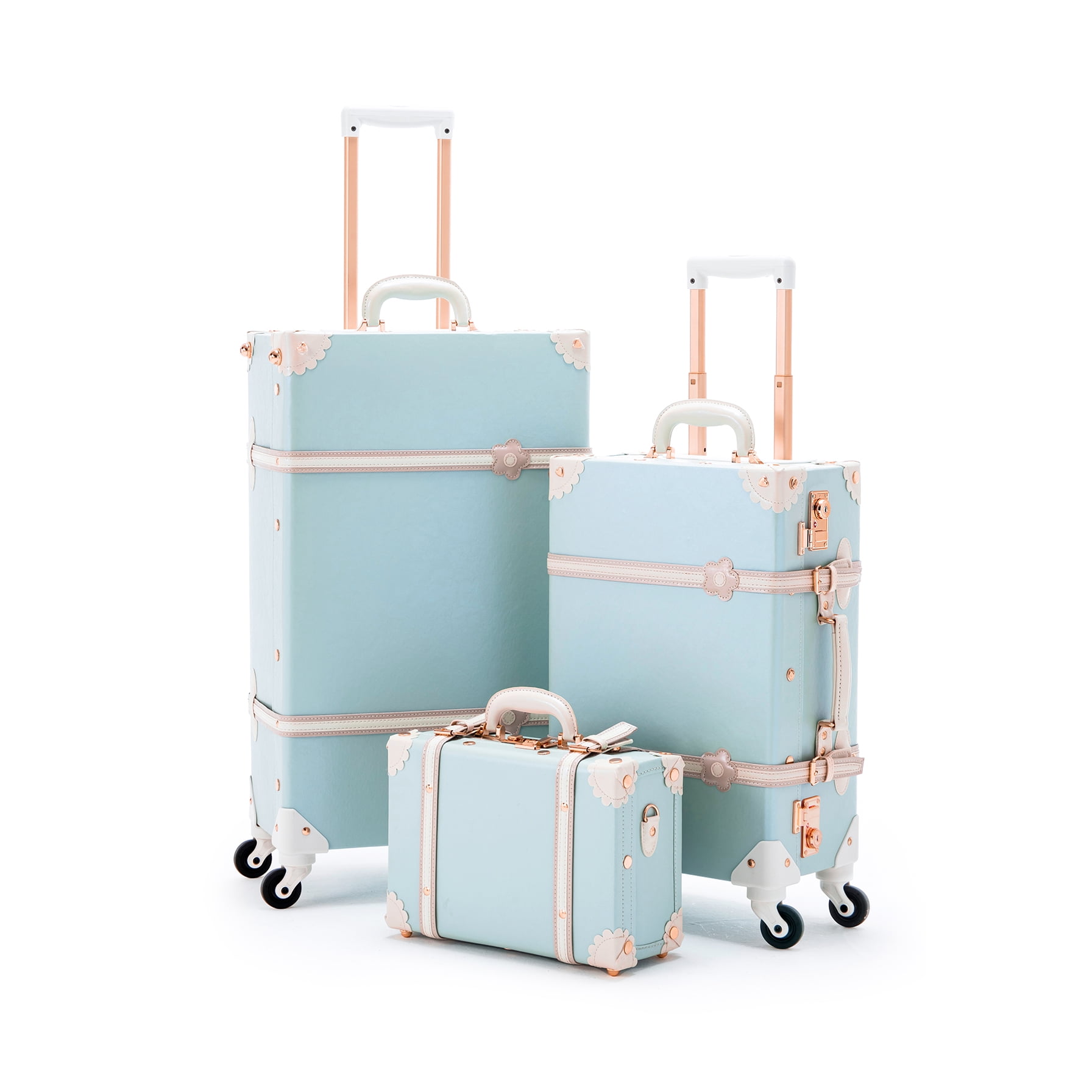 COTRUNKAGE 3 Piece Vintage Luggage Set TSA Lock Vintage Suitcase with ...