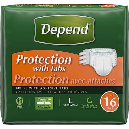 Depend Incontinence Protection with Tabs, Maximum Absorbency Disposable ...