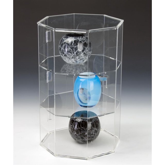 Clear Acrylic Octagonal Display Case with 2 Shelves, Swing-Open Door ...