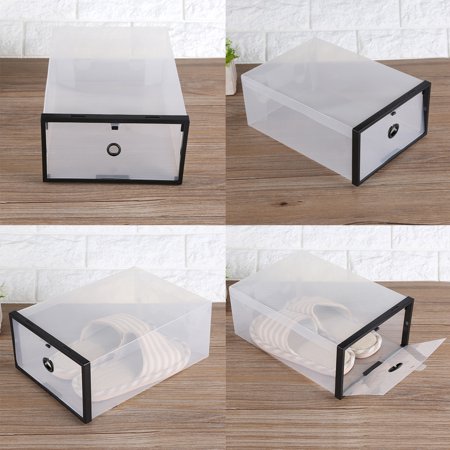 LHCER 2 PCS Transparent Foldable Plastic Drawer Shoe Case Storage ...