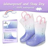 Girls Gradient Waterproof Light Up Rain Boots Kids Glitter Rain Boots ...