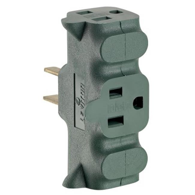 Leviton R07-00694-GRN Grounding Outlet Cube Adapter, 125 V, 15 A, 3 ...