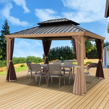 Aoxun 12x16 ft Outdoor Hardtop Gazebo, Permanent Aluminum & Galvanized ...