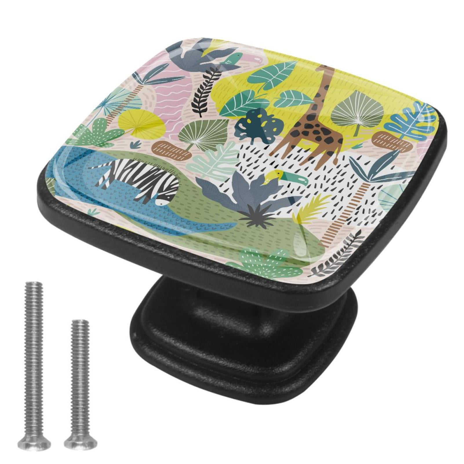 4 Pcs Cabinet Handle Drawer Pulls Zebras Tropical Knobs with Screws ...